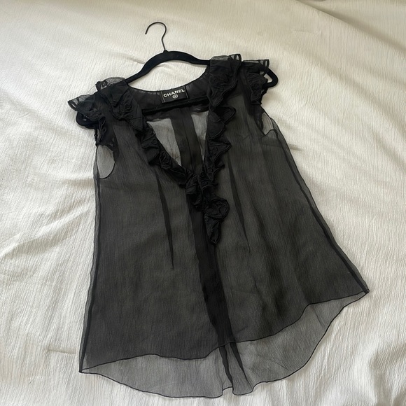 CHANEL | Tops | Chanel Hand Chiffon Lace Embroidered Top | Poshmark